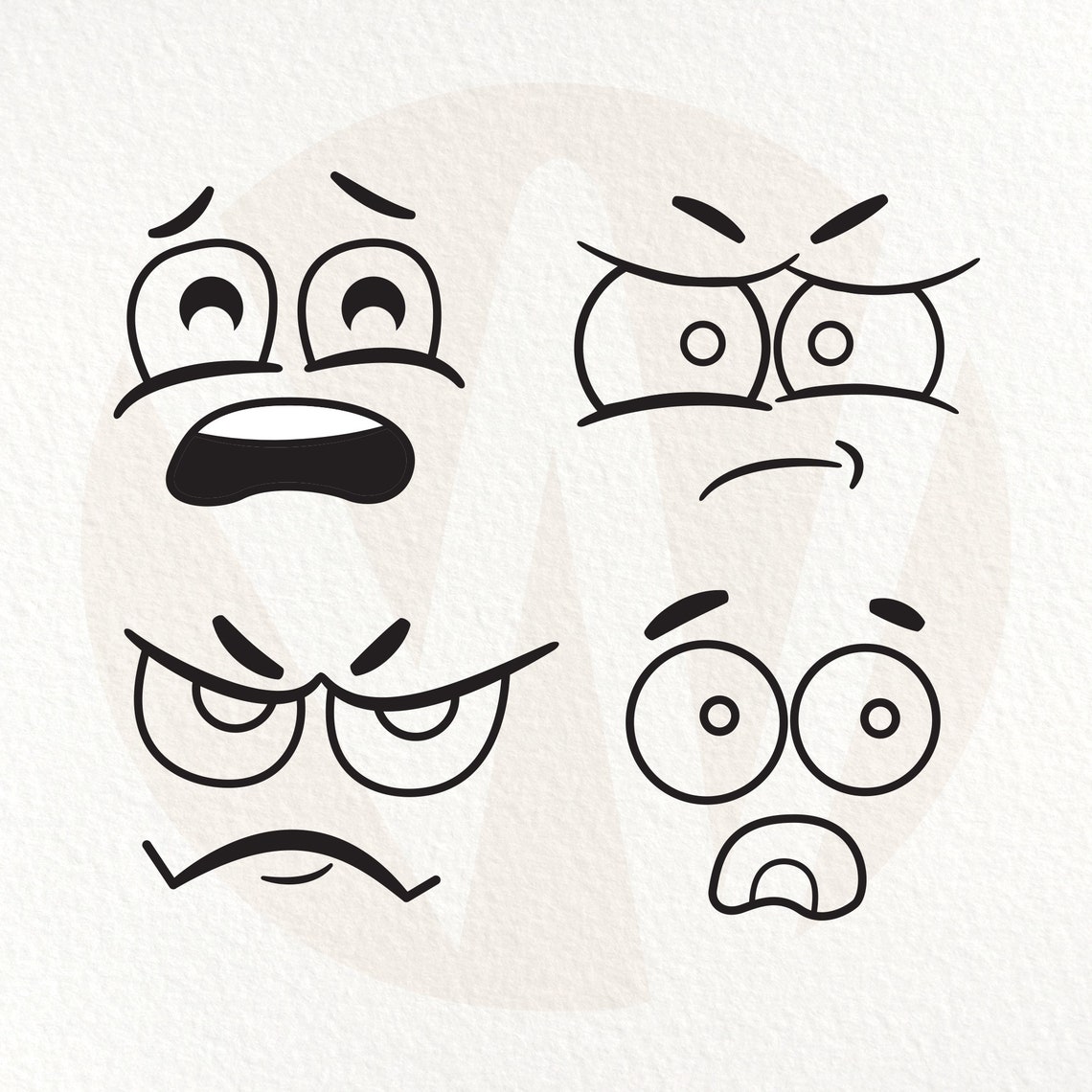 Facial Expressions SVG. Sad Angry Faces SVG. Instant Digital Download ...