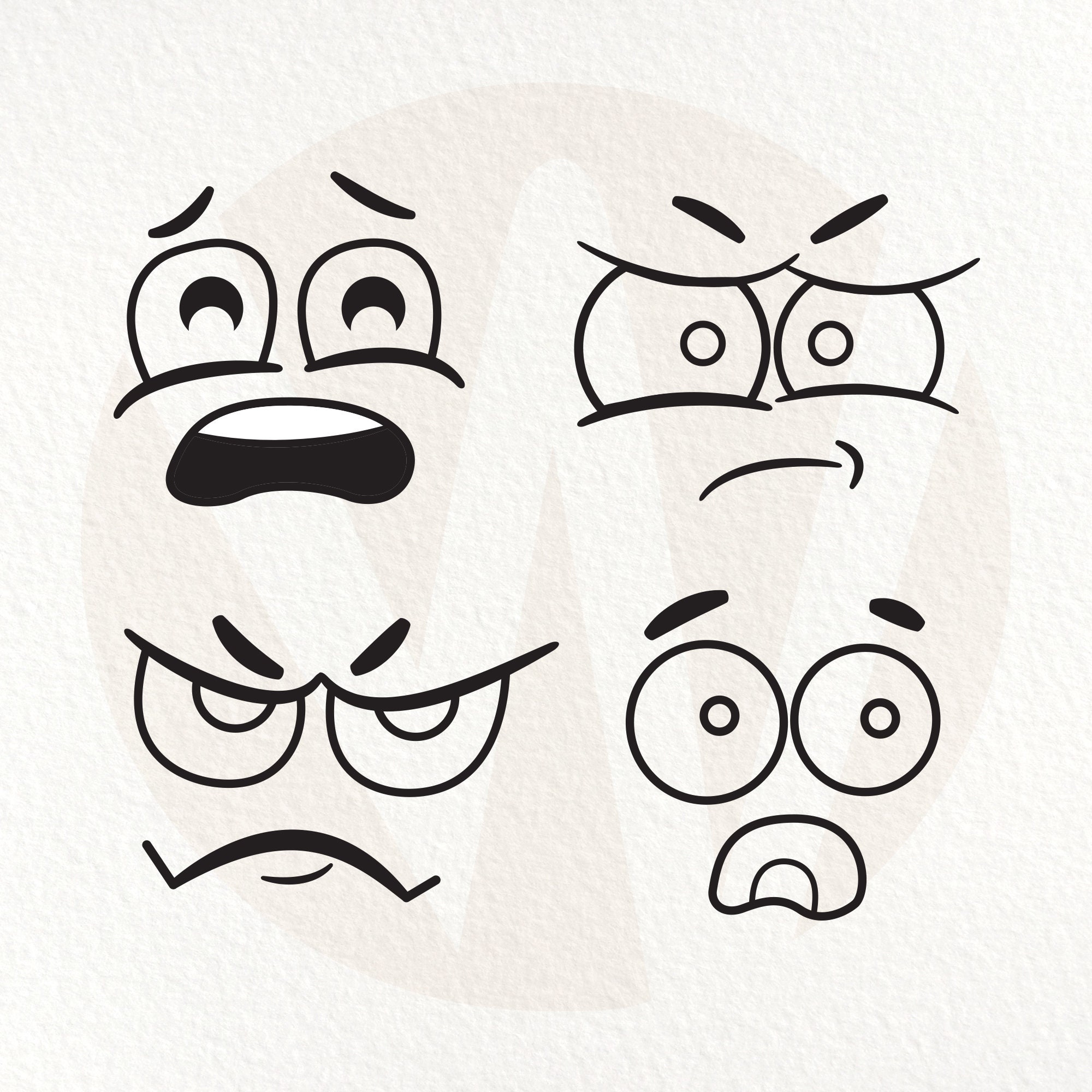 Facial Expressions SVG. Sad Angry Faces SVG. Instant Digital | Etsy
