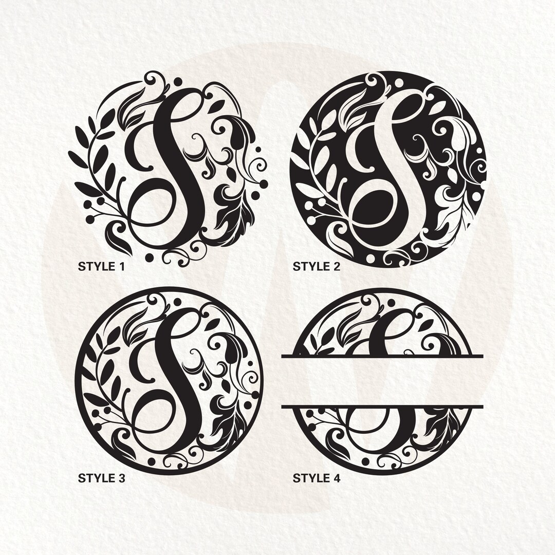 Monogram S Letter in Four Styles. SVG Artwork in 6 Formats. Instant ...