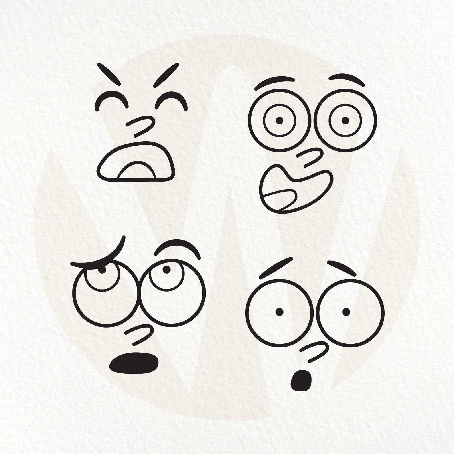 Facial Expressions SVG. Simple Cartoon Faces SVG. Instant - Etsy