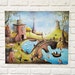 Whimsical Summer Landscape Painting, Pop Surrealism Wall Art Canvas ...
