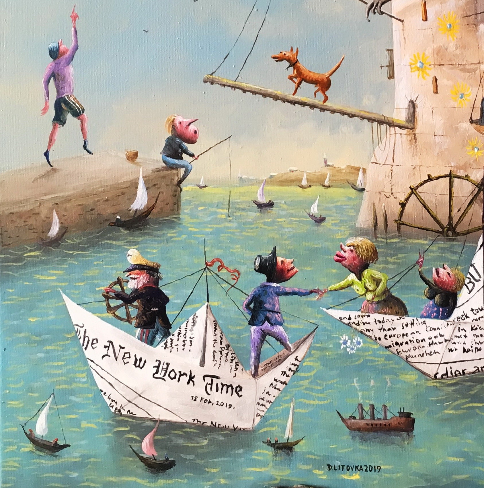 Whimsical Painting on Canvas, Whimsical Landscape Art Surreal Oil ...