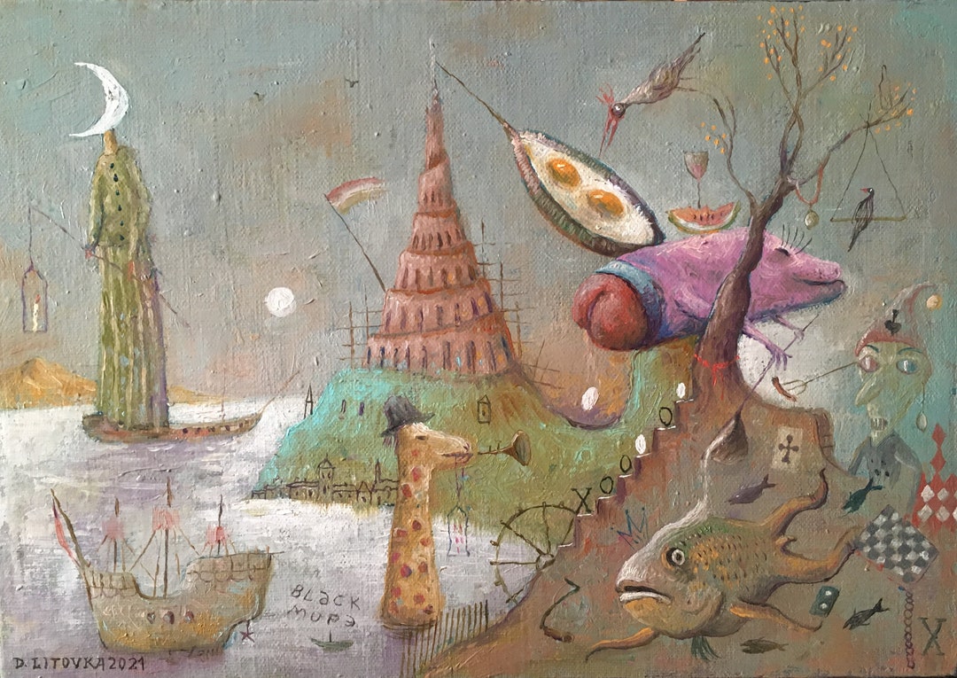Strange Creatures Art, Original Surreal Painting, Strange Painting ...