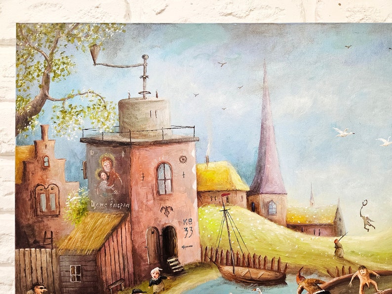 Whimsical Summer Landscape Painting, Pop Surrealism Wall Art Canvas ...