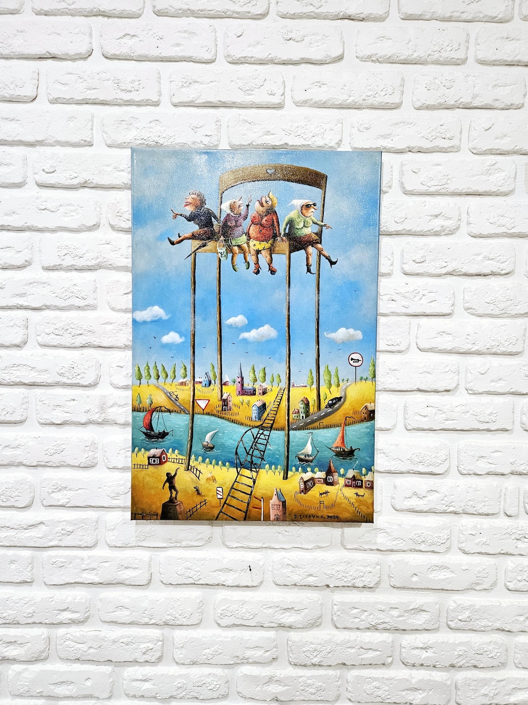 Whimsical Artwork Original, Surrealism Painting, Whimsical Landscape ...