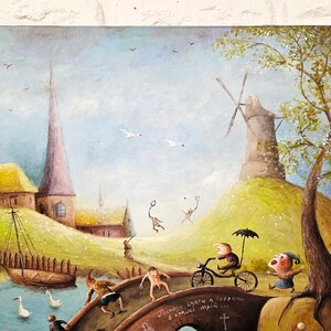 Whimsical Summer Landscape Painting, Pop Surrealism Wall Art Canvas ...