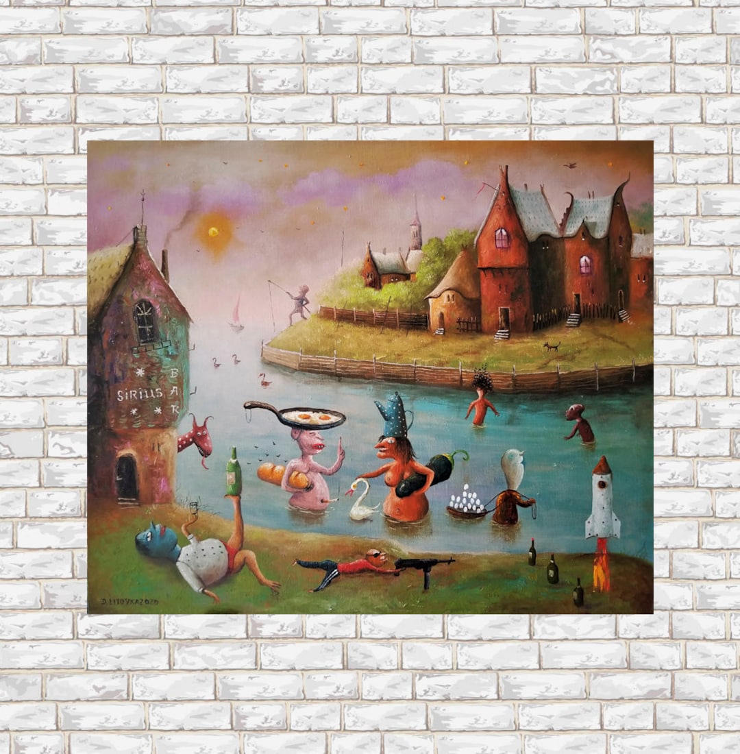 Whimsical Artwork Original, Surrealism Painting, Whimsical Landscape ...