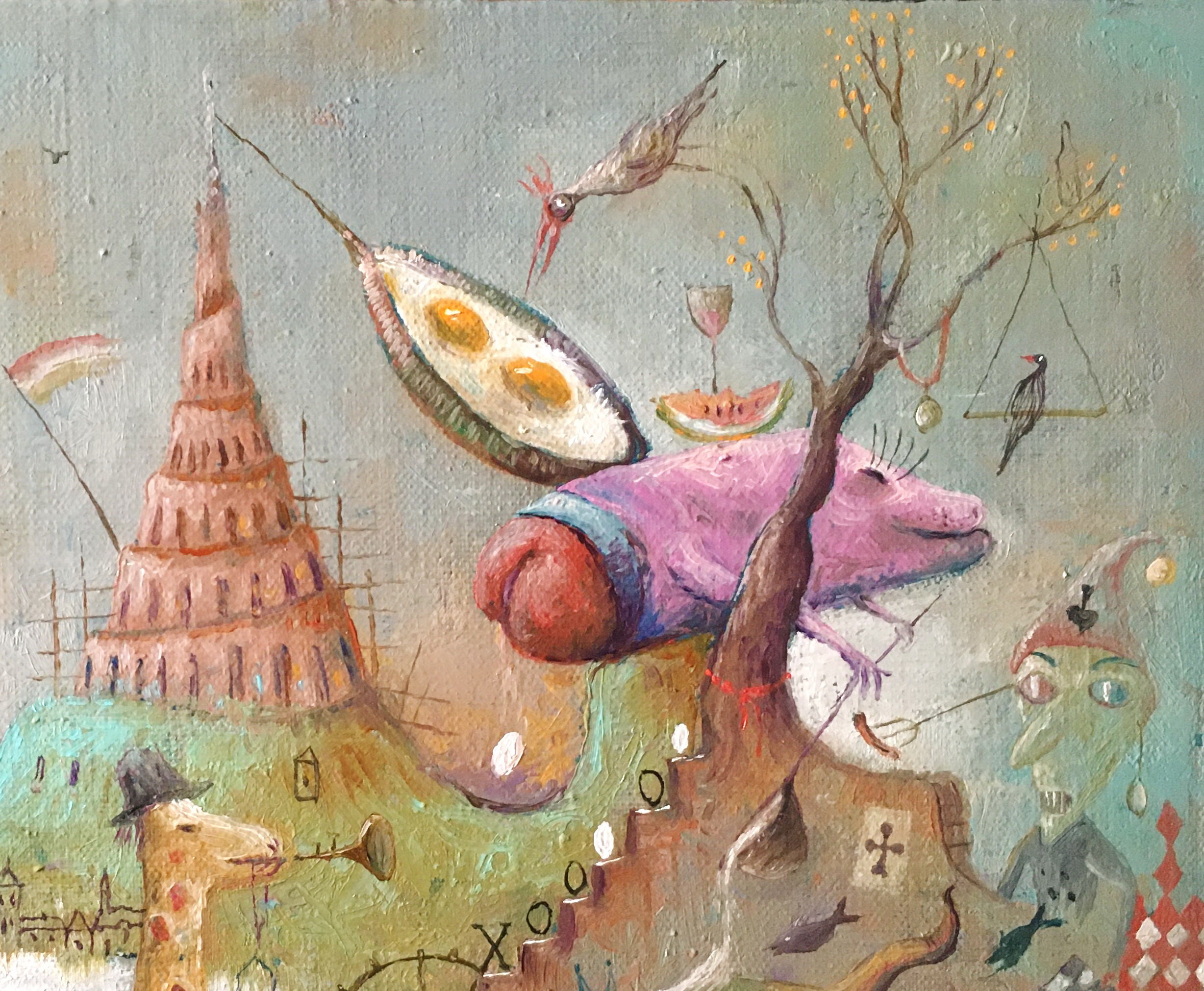 Strange Creatures Art, Original Surreal Painting, Strange Painting ...