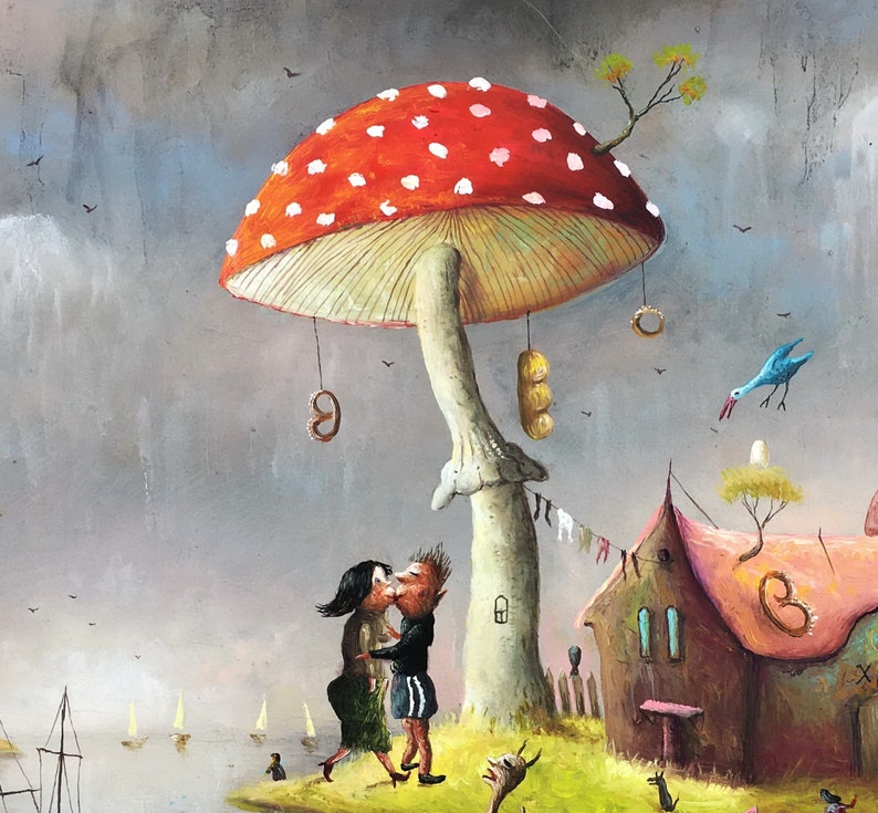 Pop Surrealism Painting Original, Surreal Oil Painting, Whimsical ...