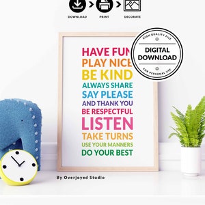 Classroom Rules Printable,classroom Sign,educational Wall Art,classroom ...