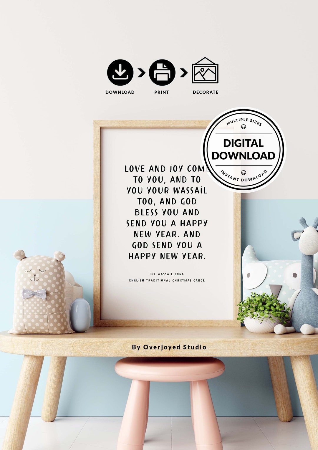 Wassail Song Here, We Come A-wassailing Printable, Classic Holiday ...