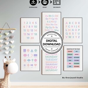 Pastel Playroom Decor Abc Print, Kids Room Decor, Numbers Print Nursery ...