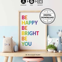 Rainbow Educational Chart Kids Room Decor Preschool Printable Playroom ...