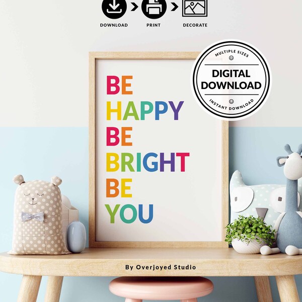 Rainbow Educational Chart Kids Room Decor Preschool Printable Playroom ...