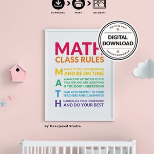 Math Teacher Classroom Poster, Classroom Rules Sign, Math Teacher Gift ...