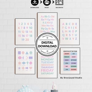 Pastel Playroom Decor Abc Print, Kids Room Decor, Numbers Print Nursery ...