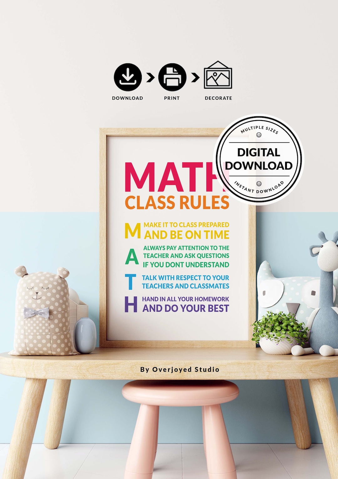 Math Teacher Classroom Poster, Classroom Rules Sign, Math Teacher Gift ...