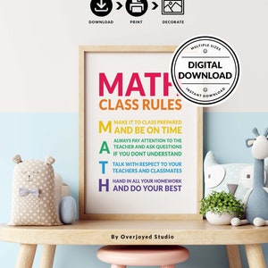 Math Teacher Classroom Poster, Classroom Rules Sign, Math Teacher Gift ...