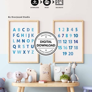 Navy Blue Alphabet Poster,abc Print,set of 2,educational Wall Art,kids ...