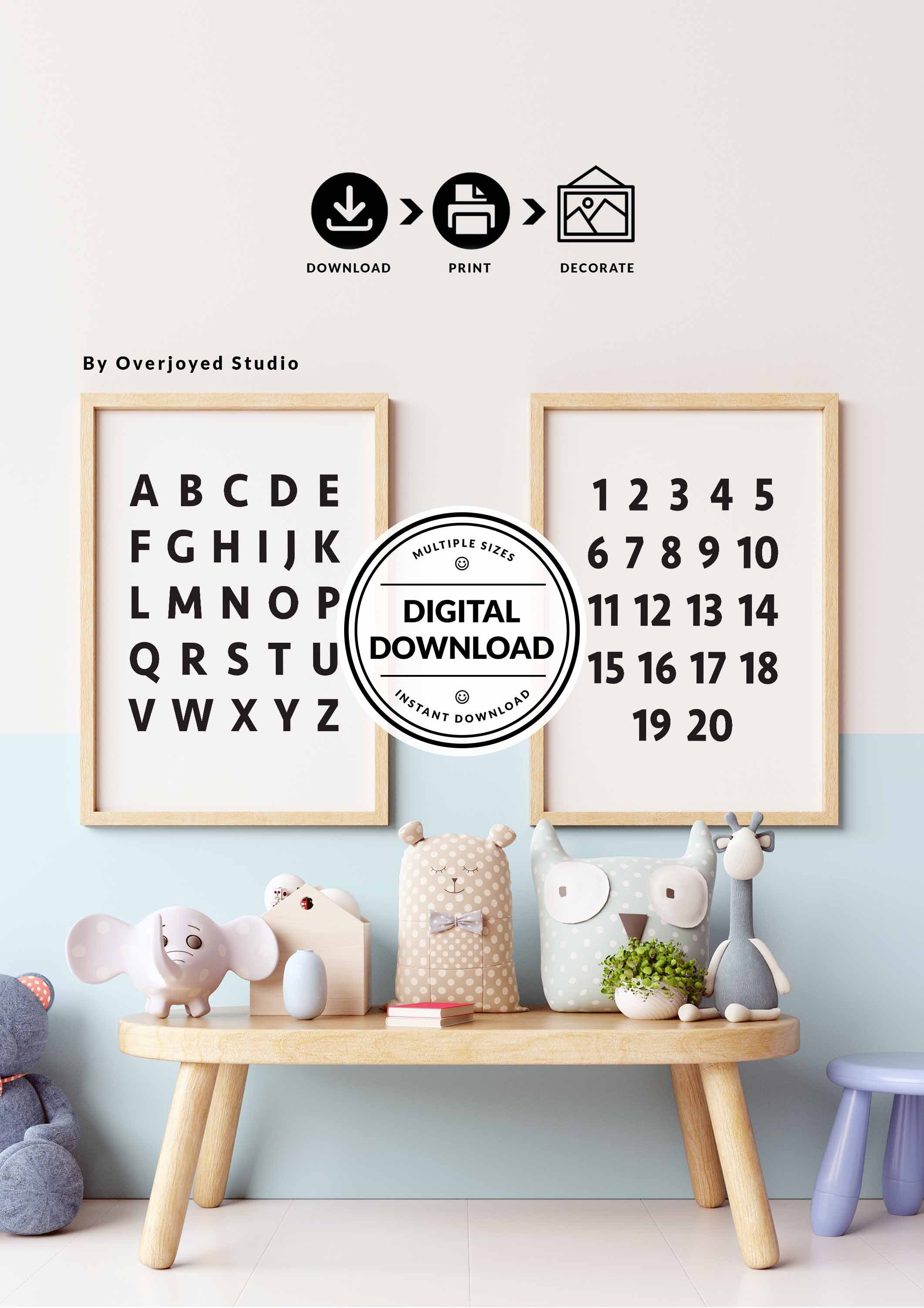 Minimalist Numbers Poster Printable Wall Art,black,white,set of 2,kids ...