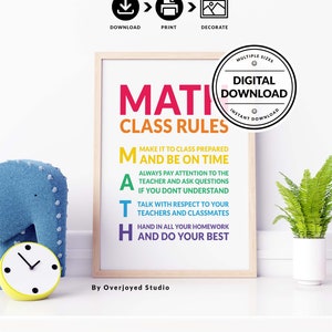 Math Teacher Classroom Poster, Classroom Rules Sign, Math Teacher Gift ...