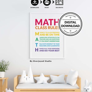 Math Teacher Classroom Poster, Classroom Rules Sign, Math Teacher Gift ...