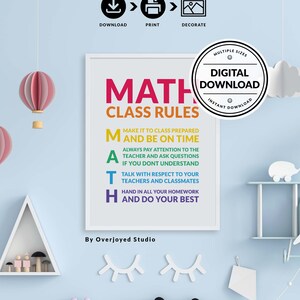 Math Teacher Classroom Poster, Classroom Rules Sign, Math Teacher Gift ...