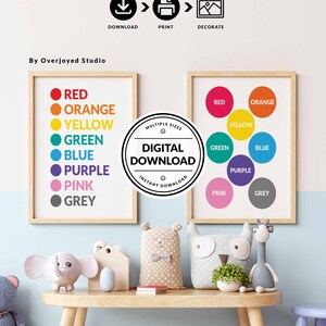 Rainbow Educational Chart Kids Room Decor Preschool Printable Playroom ...