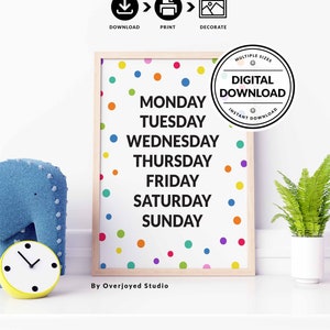Days of the Week Classroom Decor Classroom Posters Kids Room Decor ...