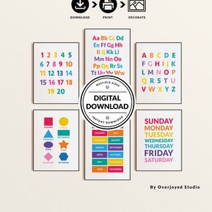 Rainbow Educational Chart Kids Room Decor Preschool Printable Playroom ...