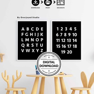 Black and White Alphabet Printable Wall Art Poster,kids Room, Nursery ...
