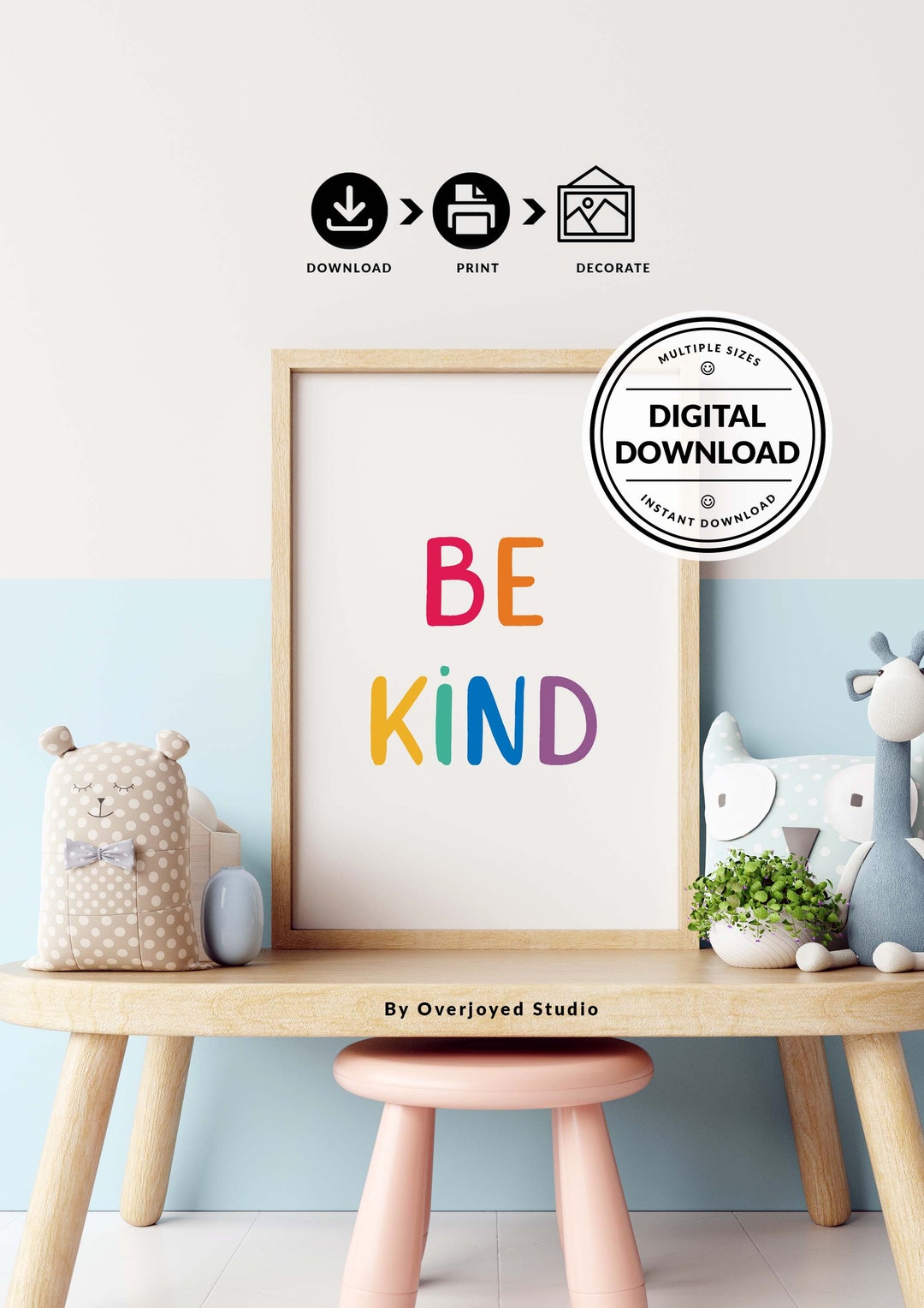 Be Kind Print, Be Kind, Printable Wall Art, Inspirational Print ...