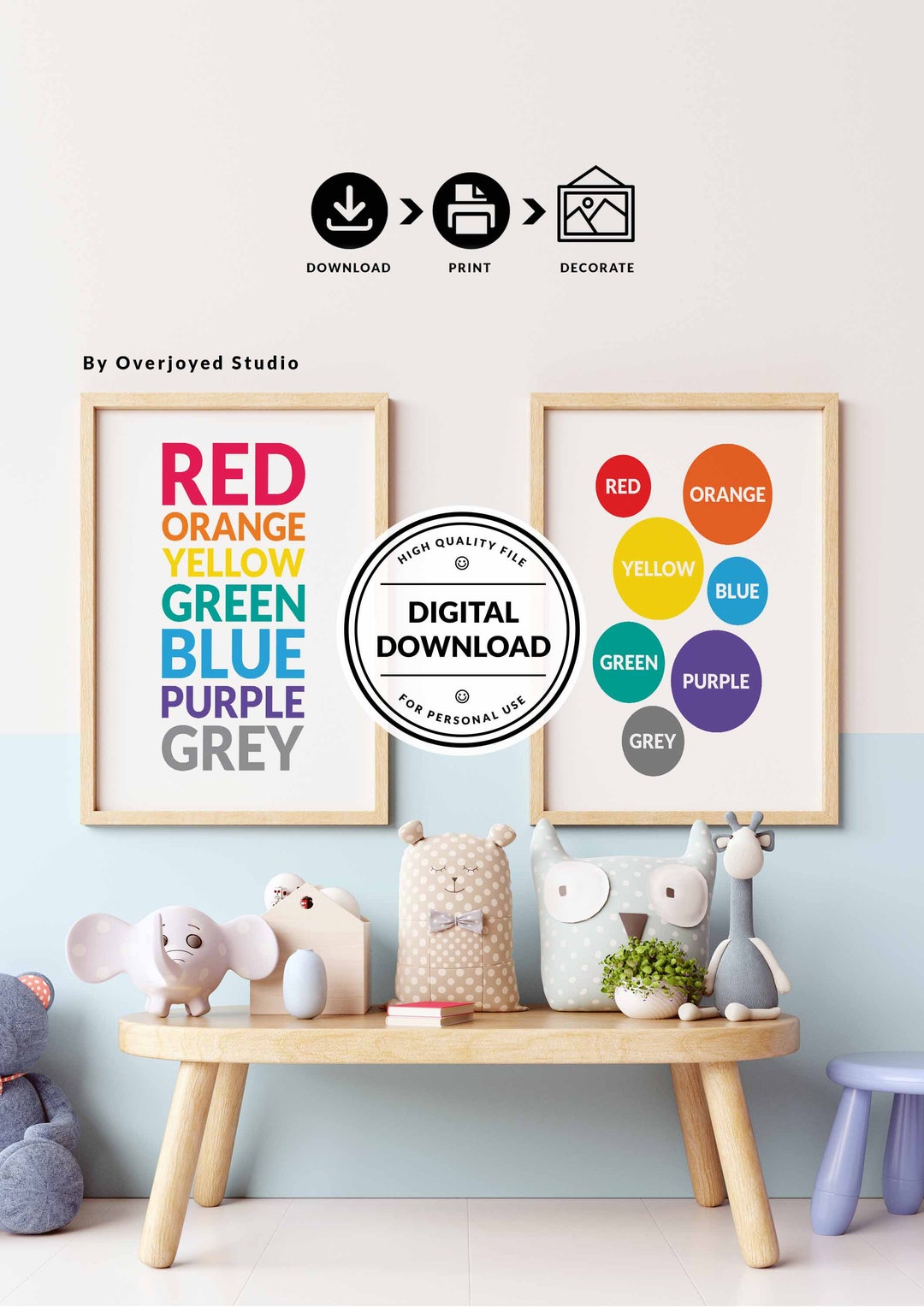 Rainbow Colors Poster, Instant Download, Educational Colors Printable ...