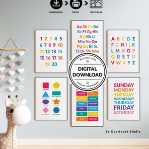 Rainbow Educational Chart Kids Room Decor Preschool Printable Playroom ...