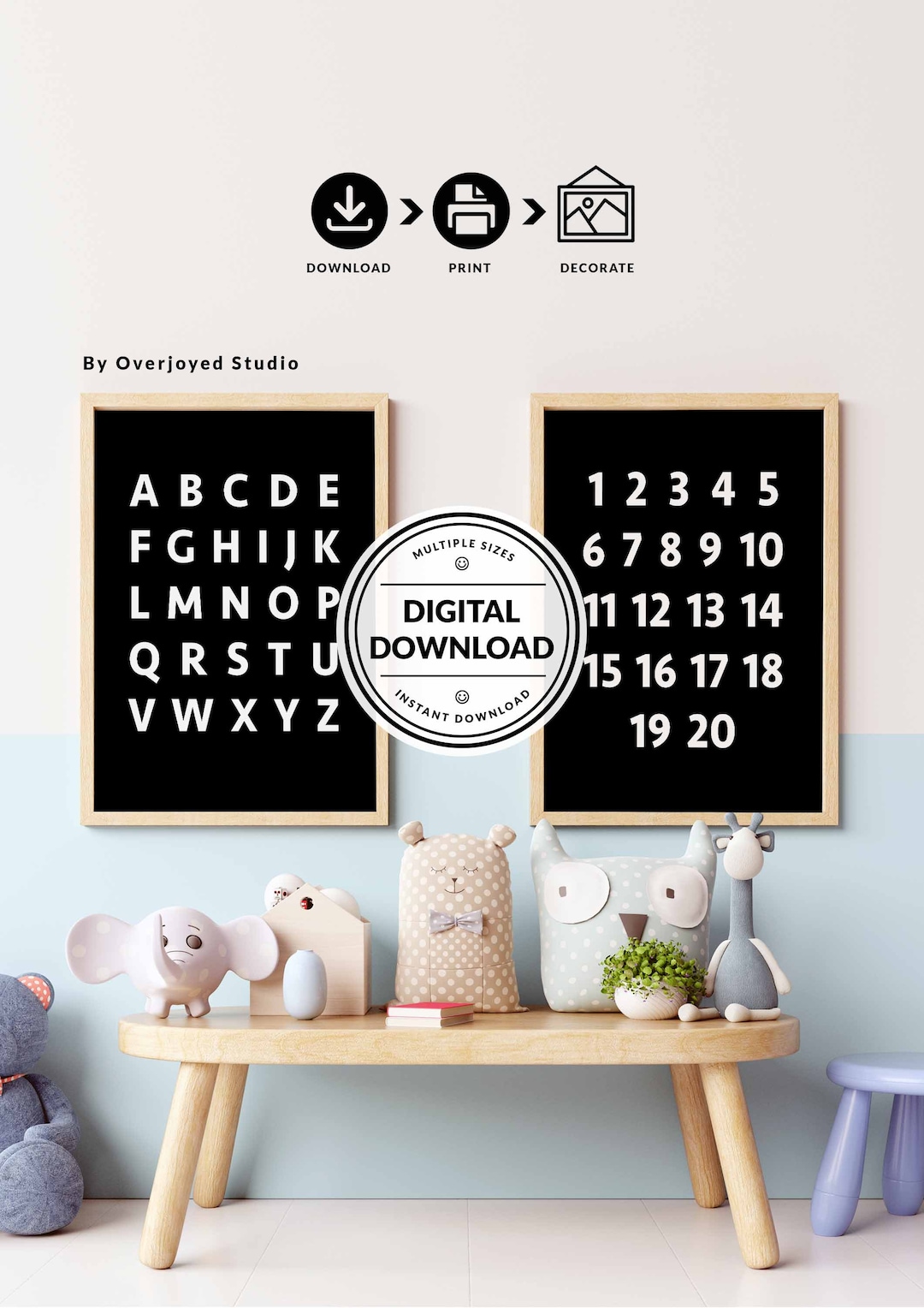 Black and White Alphabet Printable Wall Art Poster,kids Room, Nursery ...