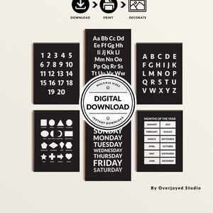 Black and White Nursery Downloadable, ABC Preschool Decor, Teaching Aid ...