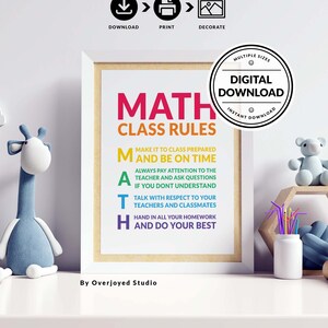 Math Teacher Classroom Poster, Classroom Rules Sign, Math Teacher Gift ...
