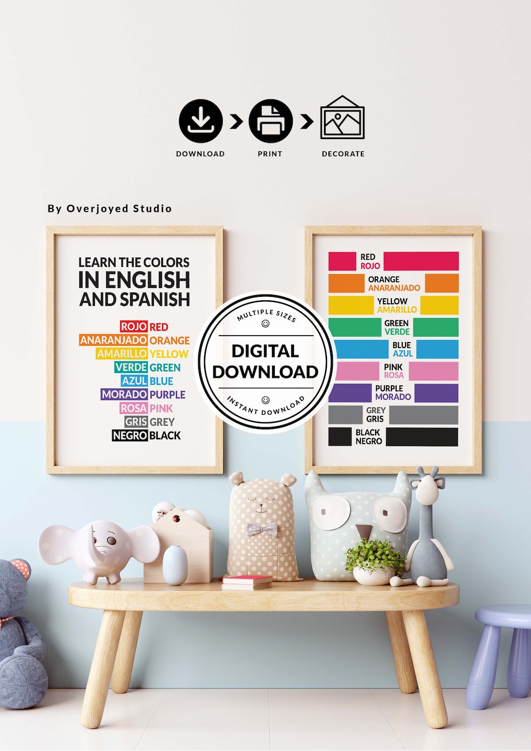 Colors Poster, Instant Download, Educational Colors Printable, Spanish ...