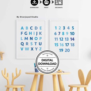 Navy Blue Alphabet Poster,abc Print,set of 2,educational Wall Art,kids ...