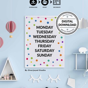 Days of the Week Classroom Decor Classroom Posters Kids Room Decor ...
