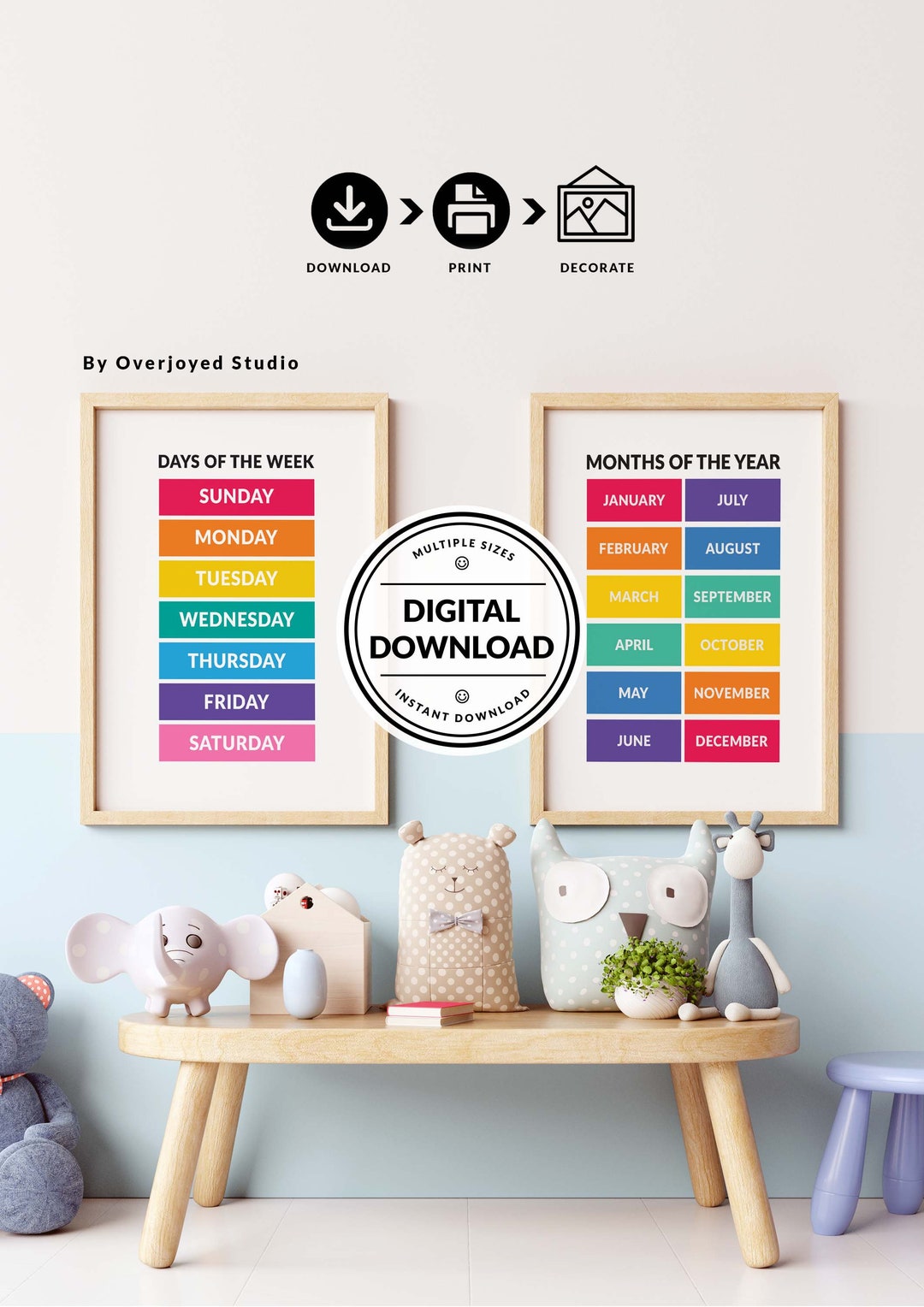 Months of the Year Classroom Posters Kids Room Decor Learning Poster ...