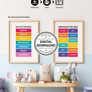 Months of the Year Classroom Posters Kids Room Decor Learning Poster ...