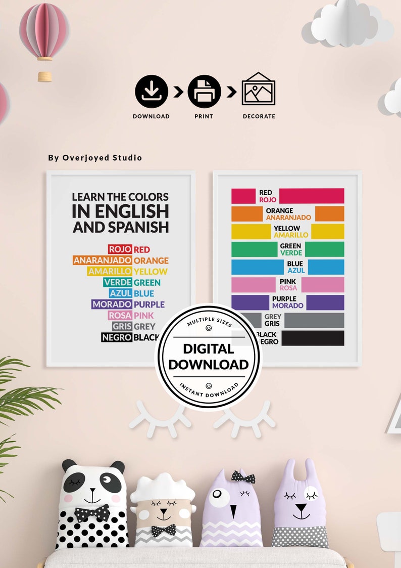 Colors Poster, Instant Download, Educational Colors Printable, Spanish ...