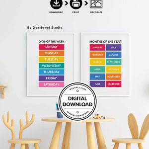 Months of the Year Classroom Posters Kids Room Decor Learning Poster ...