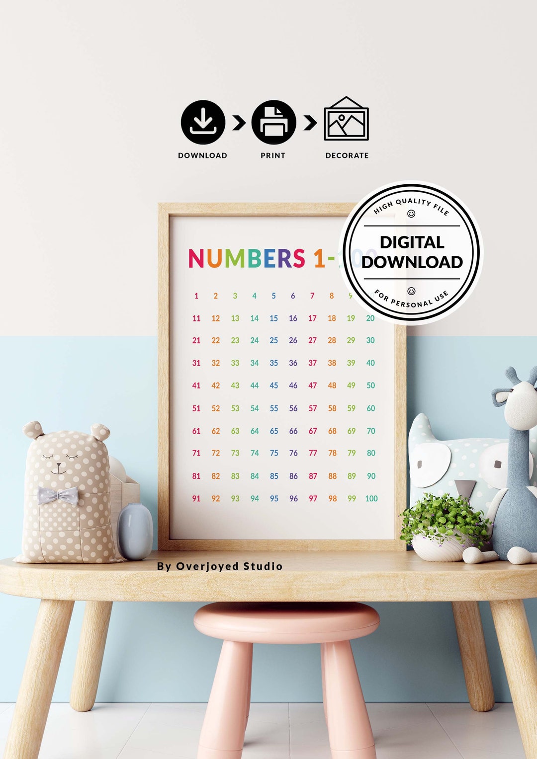 Rainbow Numbers 1-100, Digital Download, Homeschool Resource, Printable ...