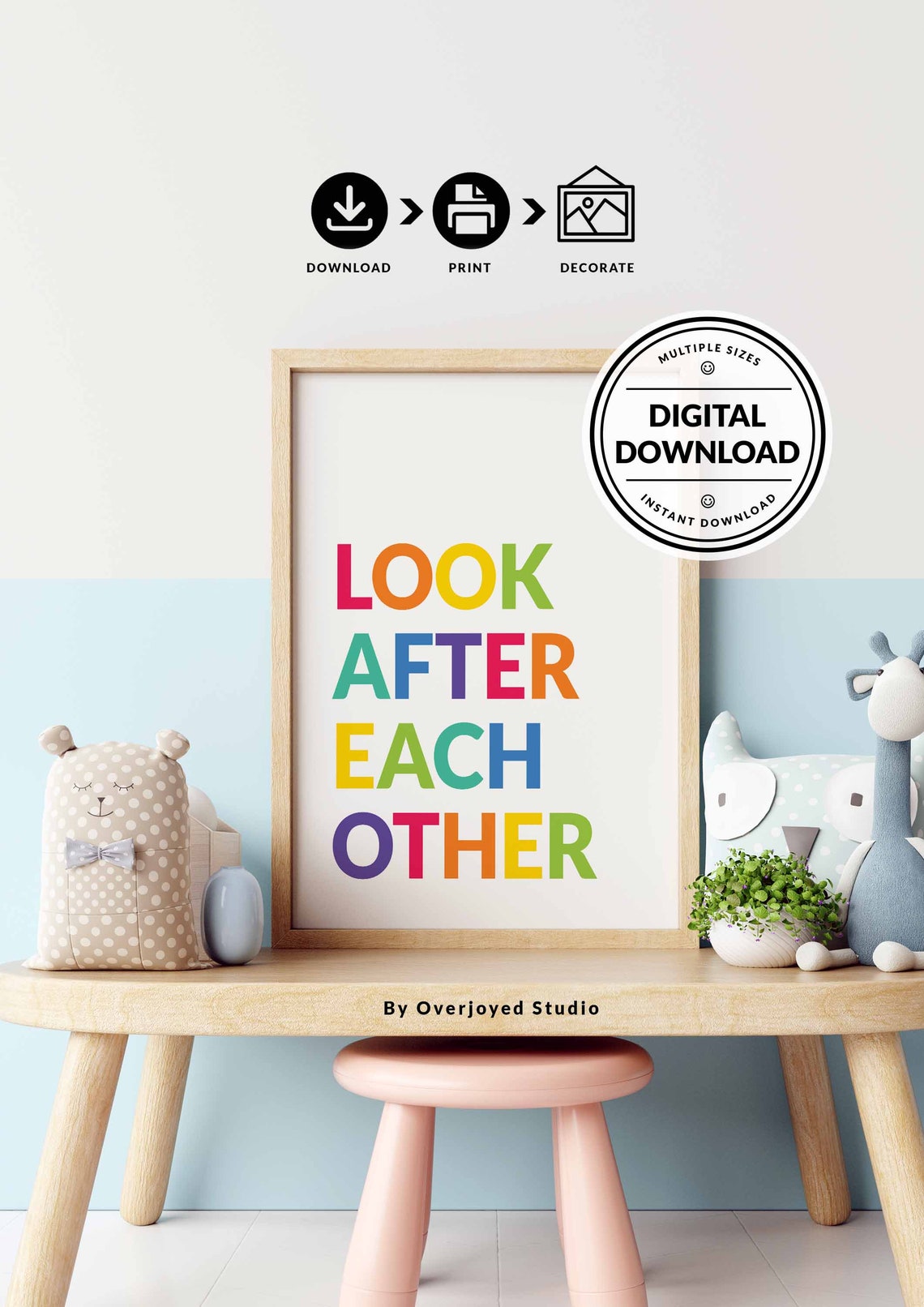 Look after each other look after quotes kids room art | Etsy