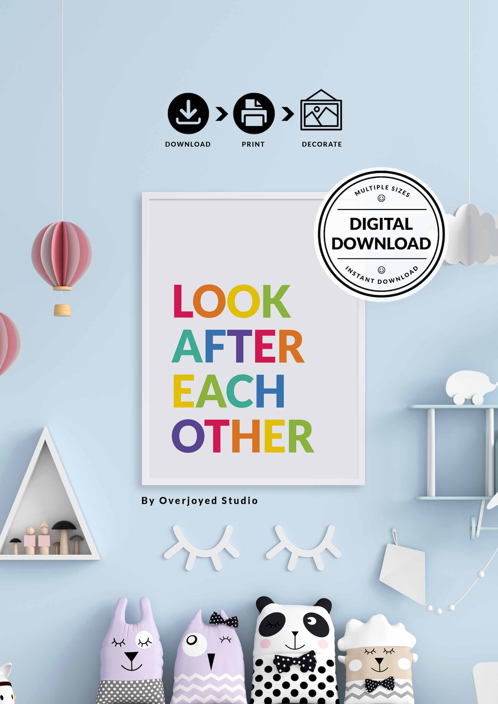 Look after each other look after quotes kids room art | Etsy