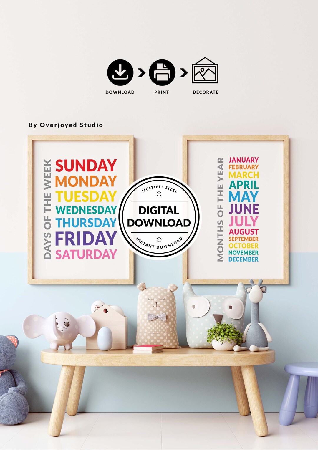 Days of the Week Wall Art Educational Posters Classroom Decor Classroom ...