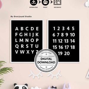 Black and White Alphabet Printable Wall Art Poster,kids Room, Nursery ...