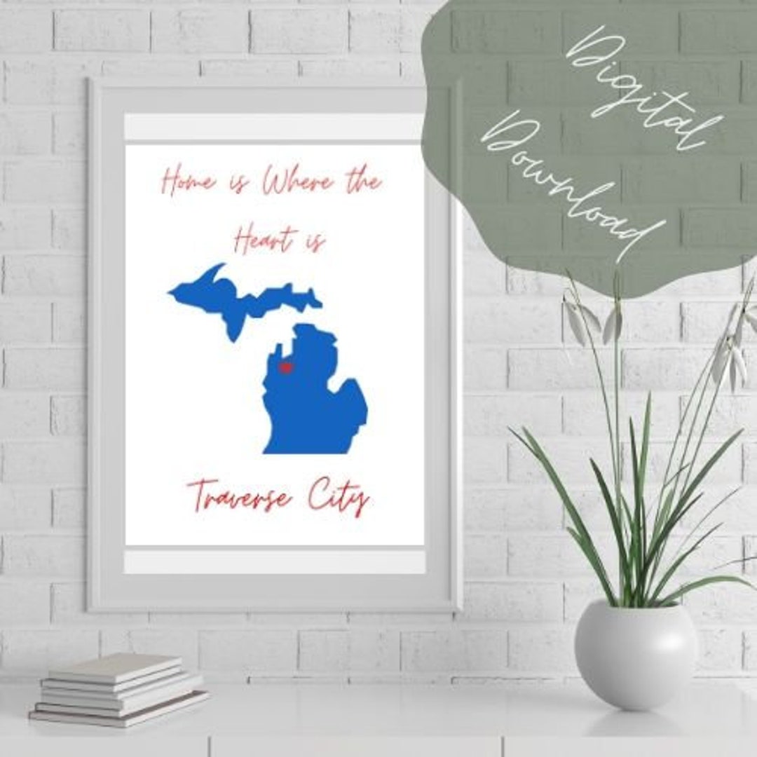 Michigan Artwork/traverse City Art/simple Michigan Art/mitten State Art ...